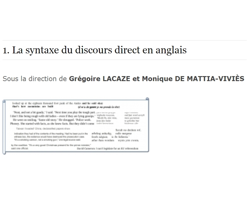 La syntaxe du discours direct en anglais – LERMA